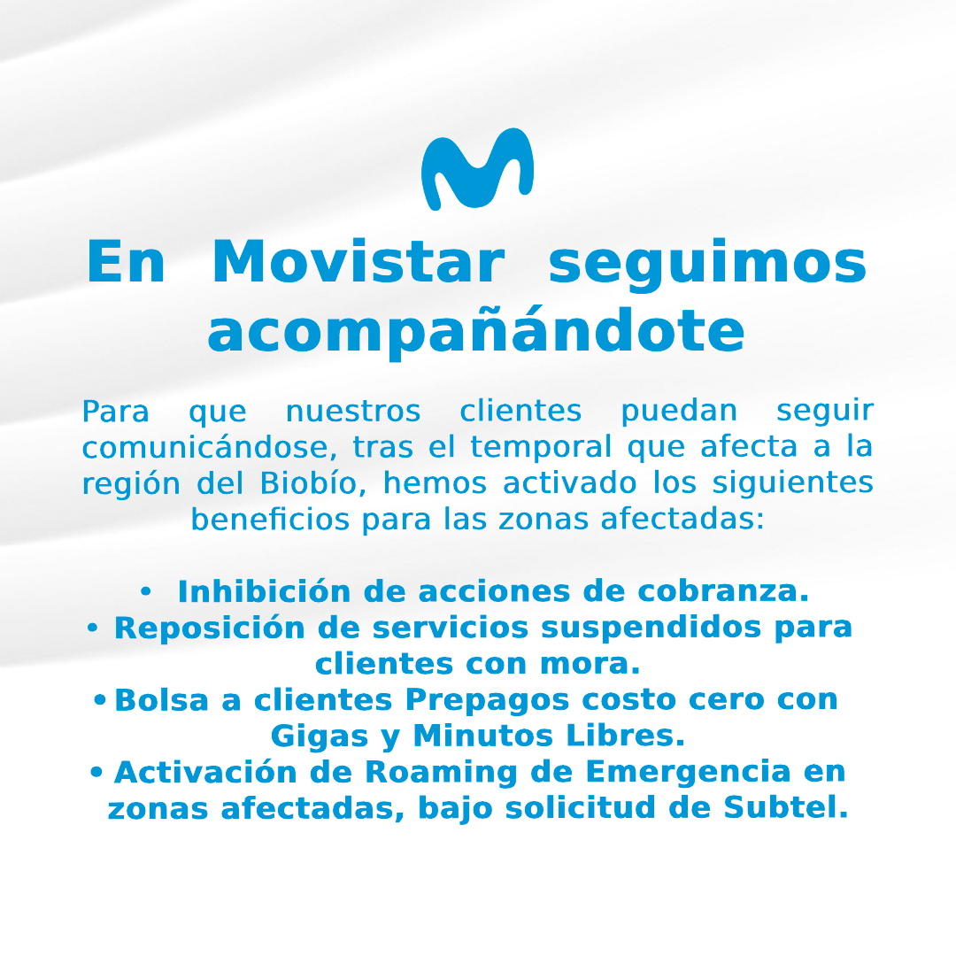 Ante sistema frontal Movistar Chile informa reposición de servicios ...